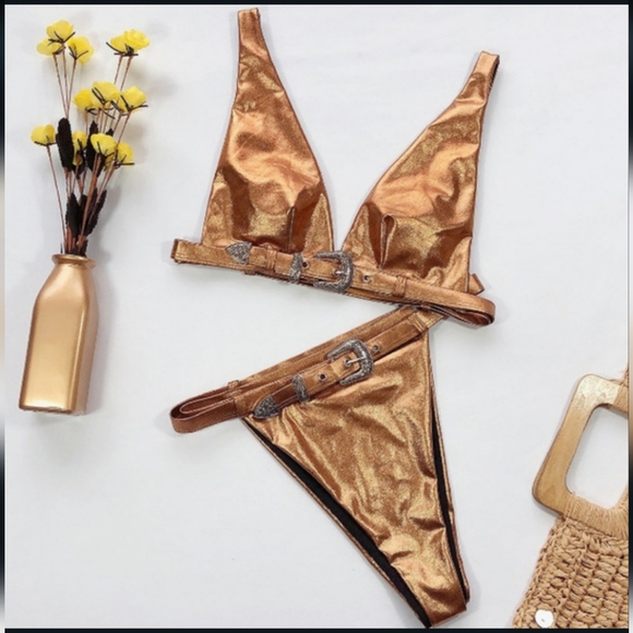 Swim | Ladies Gold Swim Suit | Poshmark